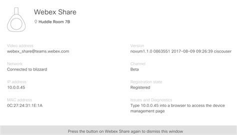 View Device Details For Your Webex Share