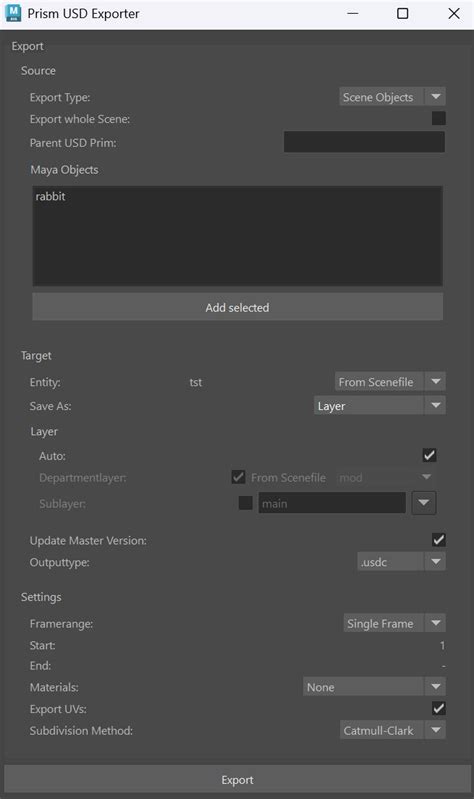 Creating Usd Assets In Maya — Prism Pipeline Documentation