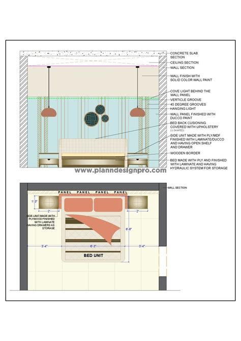 Minimalist Bedback Wall Panel Autocad Drawing