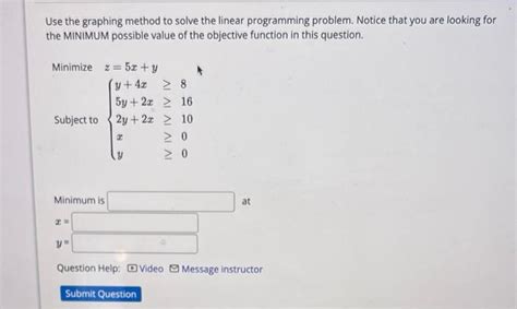 Solved Use The Graphing Method To Solve The Linear