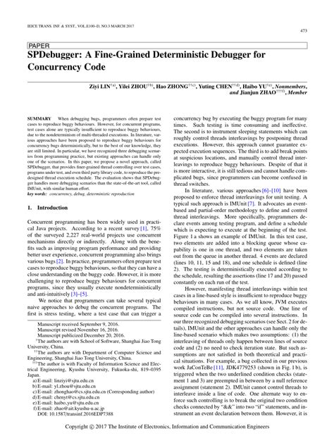 Pdf Spdebugger A Fine Grained Deterministic Debugger For Concurrency
