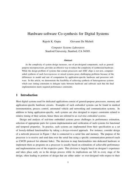 Pdf Hardware Software Cosynthesis For Digital Systems