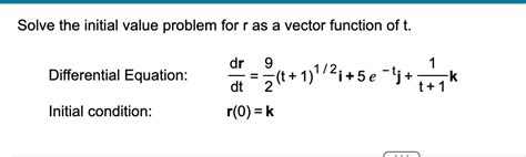 Solved Solve The Initial Value Problem For R As A Vector