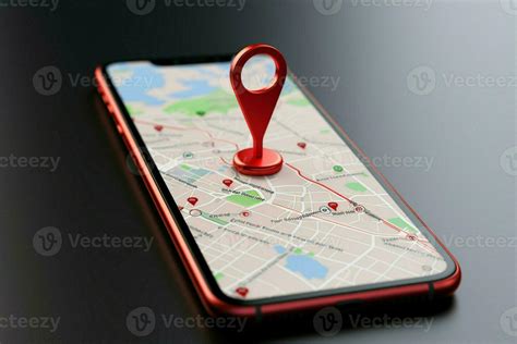 Red Map Pin Icon Displayed On D Rendered Smartphone Screen AI Generated Stock Photo At