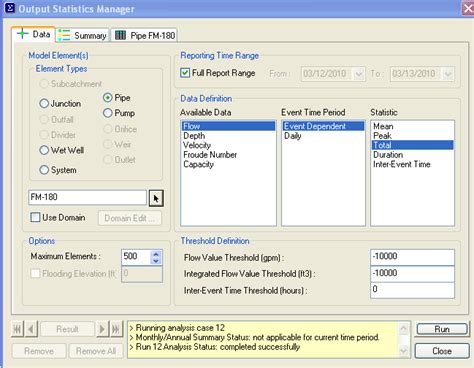 Output Statstics Manager To Find Negative Flows In Infoswmm Swmm5