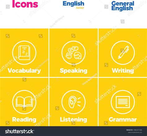 English Class Icon Set Reading Speaking Stock Vector Royalty Free 1986431666 Shutterstock