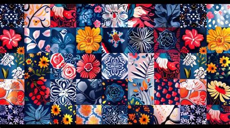 Premium Photo The Patchwork Pattern With Flowers Is Seamless