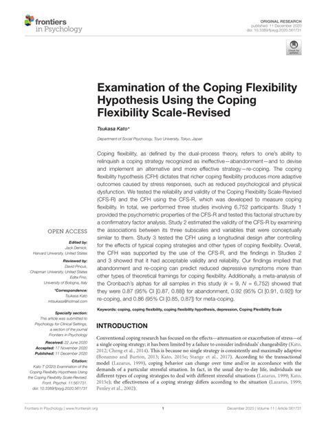 Pdf Examination Of The Coping Flexibility Hypothesis Using The Coping