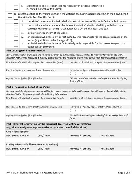 Northwest Territories Canada Registration Form Nwt Victim