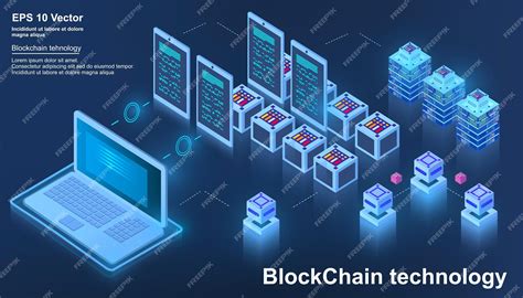Premium Vector Blockchain Technology Concept Of Big Data Processing Isometric Data Center
