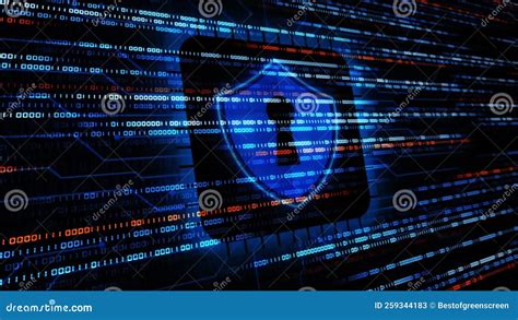 Binary Code In Flow Motion Shield Protection System Binary Code Cyber