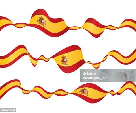 스페인의 국기 벡터 흔들리는 리본 배너 세트입니다 흰색 배경에 격리 3차원 형태에 대한 스톡 벡터 아트 및 기타 이미지 3차원 형태 국가 관광명소 기 Istock
