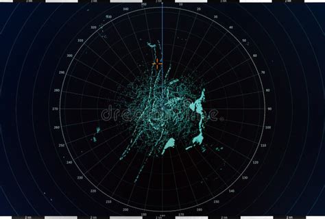 Radar Display Featuring Circular Gridlines And Detailed Tracking Data Visuals Stock Image