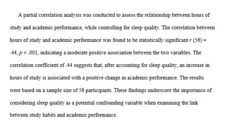 partial correlation test in spss explained performing reported