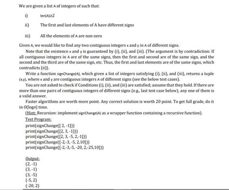 Solved We Are Given A List A Of Integers Of Such That I Chegg