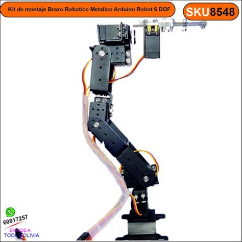 Kit De Montaje Brazo Robotico Metalico Arduino Robot 6 Dof Altura 460cm Solo Brazo