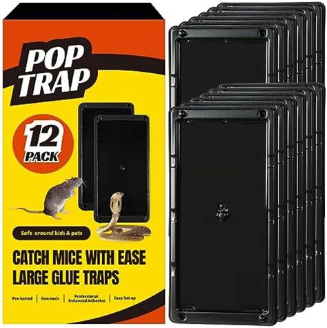 Amazon.com : POPTRAP Rat Trap Heavy Duty & Large - 12 Pack, Super Sticky Mouse Trap with Ultra ...