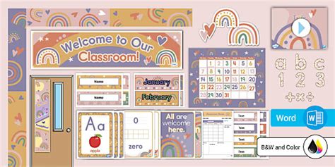 Muted Rainbow Decor Pack For Kindergarten Twinkl Usa