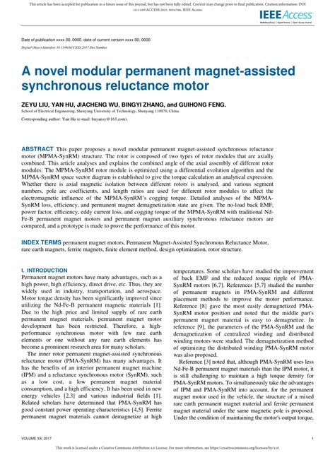 Pdf A Novel Modular Permanent Magnet Assisted Synchronous Reluctance Motor