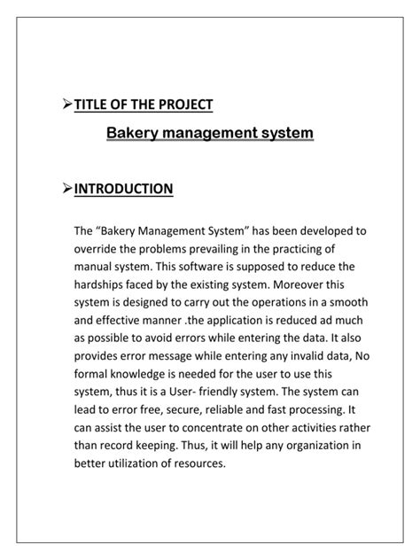 title of the project bakery management system pdf software my sql