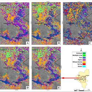 Crop Type Classification Maps In Five Scenarios With A Different