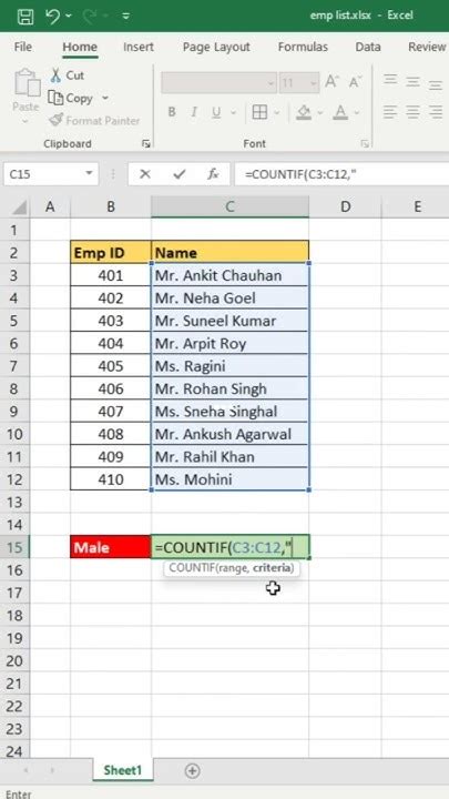 Countif Formula For Beginners Step By Step Guideshortstrendingviral Shortsfeed
