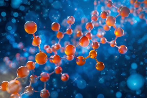 Premium Photo Colorful Molecular Model With Blue Bokeh Backdrop