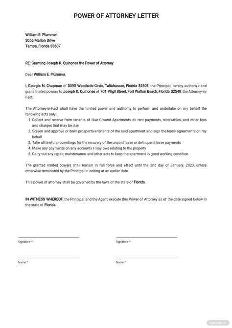 Printable Power Of Attorney Resignation Letter Template Printables