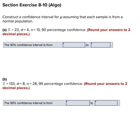 Solved Section Exercise Algo Construct A Confidence Chegg