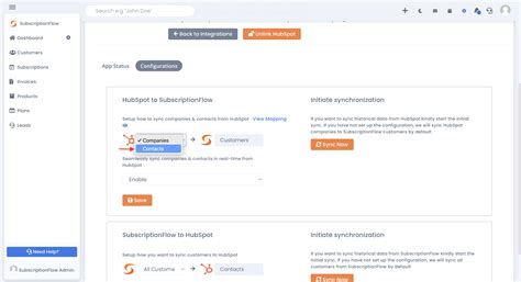 Data Sync Configuration Subscriptionflow