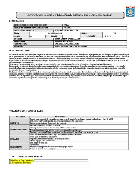 Programacion Anual Comunicación 3ero Y 4to Descargar Gratis Pdf