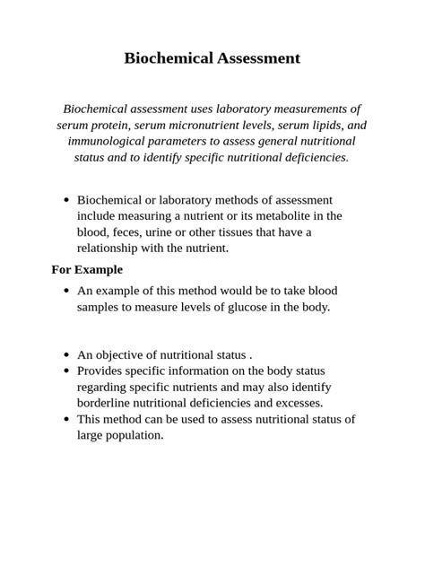 Biochemical Assessment Pdf
