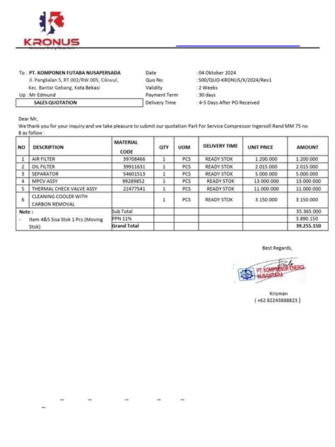 500 Pt Komponen Kfn Rev1 1 Pdf