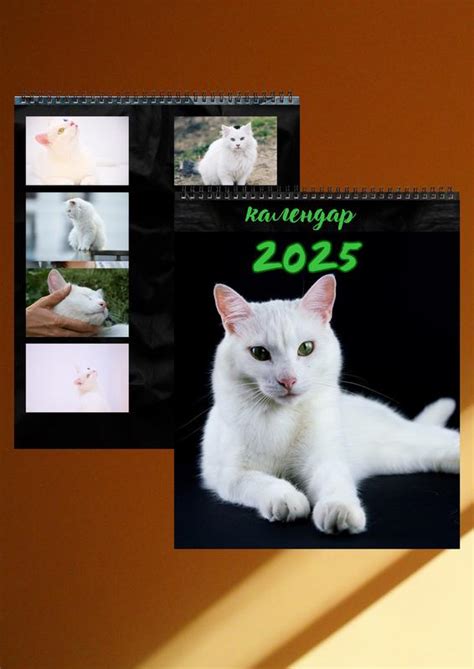 Календар настінний перекидний білі коти 2025 а4 — ціна 150 грн у
