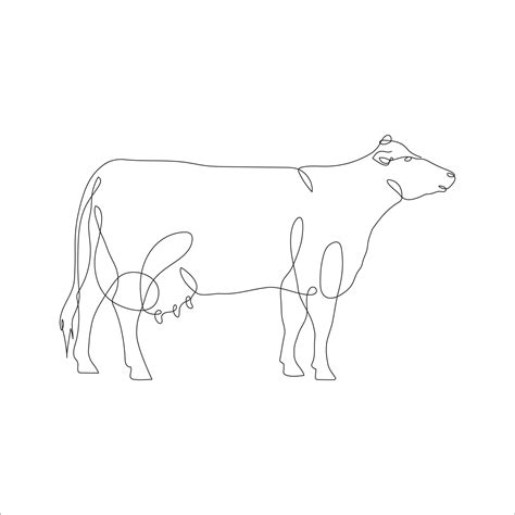Cow In Continuous Line Art Drawing Style Continuous Line Drawing Of