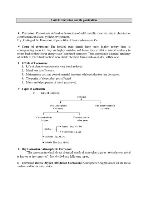 Notes Unit 3 Corrosion And Its Passivation Pdf Corrosion Anode