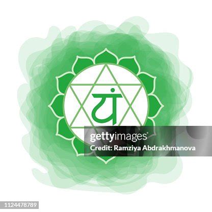 Anahata Icon The Fourth Heart Chakra Vector Green Smoky Circle Line