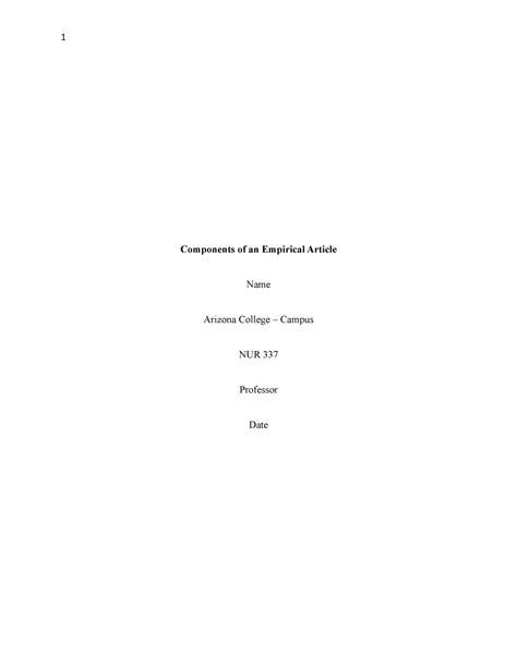Components Of An Empirical Article 1 Components Of An Empirical