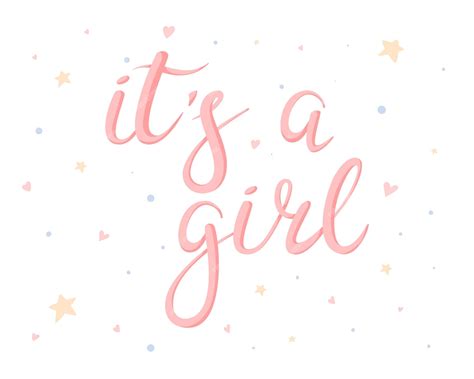 Vector Banner Or Postcard With The Inscription Its A Girl Design