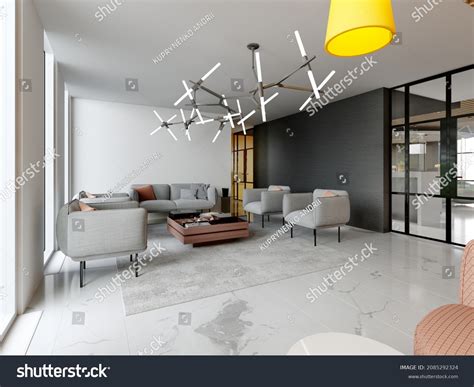 현대적인 호텔 내부의 라운지 공간 3d 스톡 일러스트 2085292324 Shutterstock