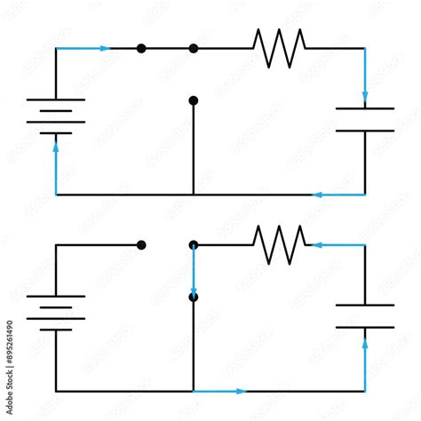 Simple Rc Circuit With An Open And Closed Switch Depicting A Charging