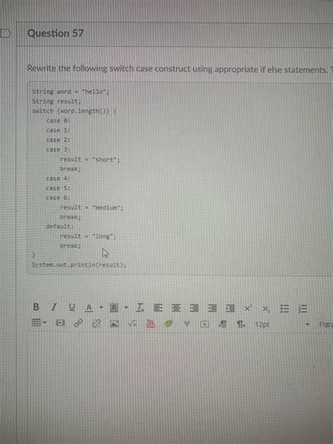 solved question 57 rewrite the following switch case