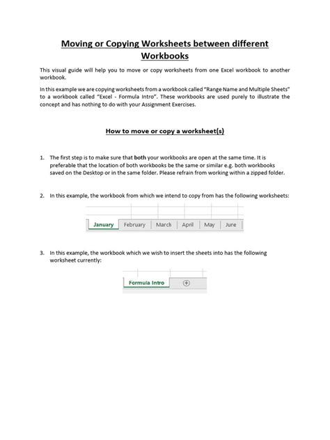 Pdf Guide 1 Moving Or Copying Worksheets Between Different Workbooks Pdf Worksheet