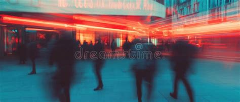 Dynamic Urban Movement Captured In Blurred Motion At A Busy City Street