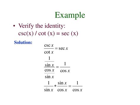 Verifying Trigonometric Identities Ppt Download