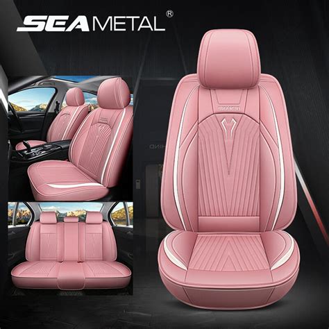 여자를위한 핑크 자동차 좌석 커버 여자 남자 귀여운 자동차 좌석 쿠션 럭셔리 가죽 인테리어 보호 매트 패드 자동 커버 액세서리 Aliexpress