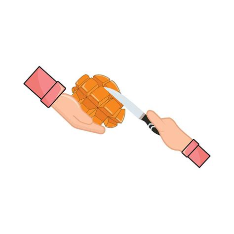Mango Slice In Hand With Knife Illustration Vector Art At Vecteezy