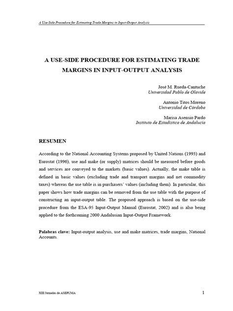 A Use Side Procedure For Estimating Trade Margins In Input Output