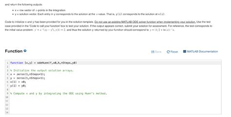 Solved Huens Method For Numerically Integrating Odes My