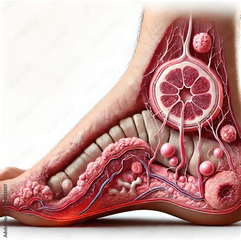 Foot Anatomy Diabetic Foot Ulcer Developing On The Sole Of The Foot